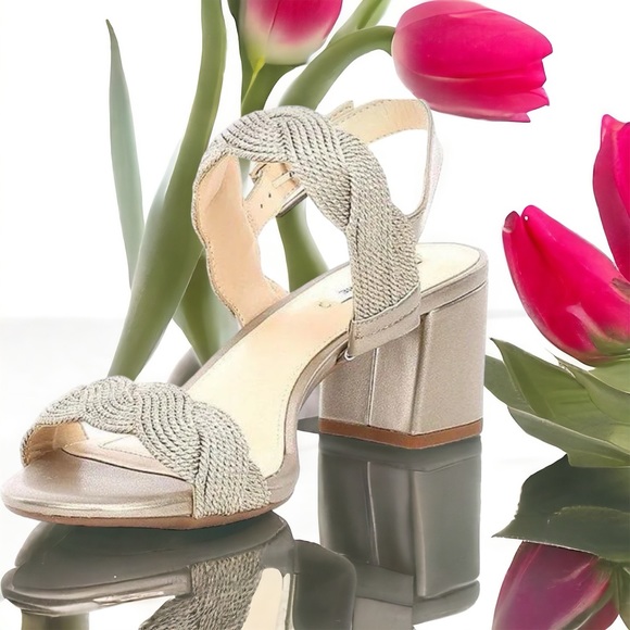 Alex Marie | Shoes | Alex Marie Devah Gold Braided Sandals Block Heels ...
